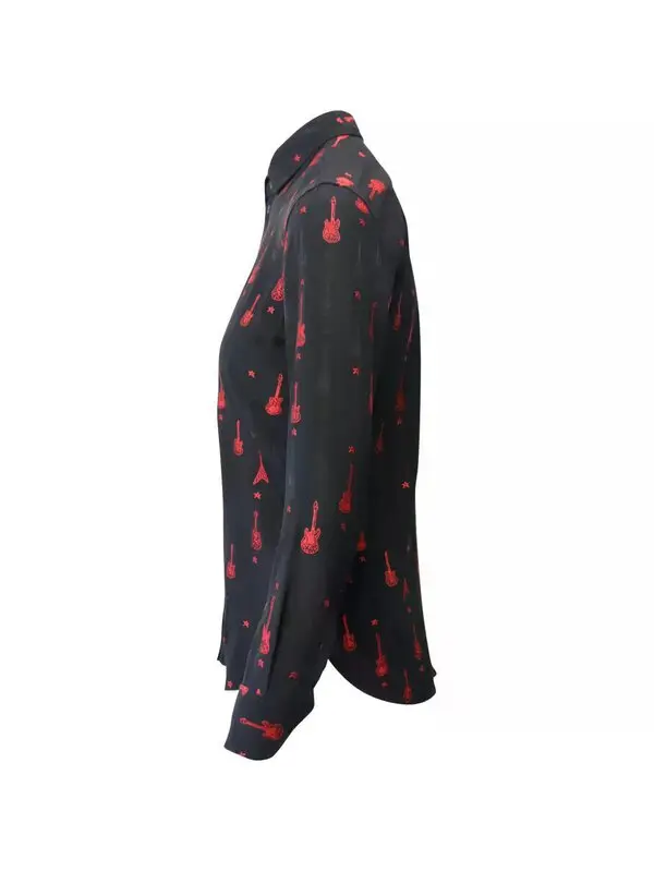 Saint Laurent Guitar Embroidered Woven Shirt