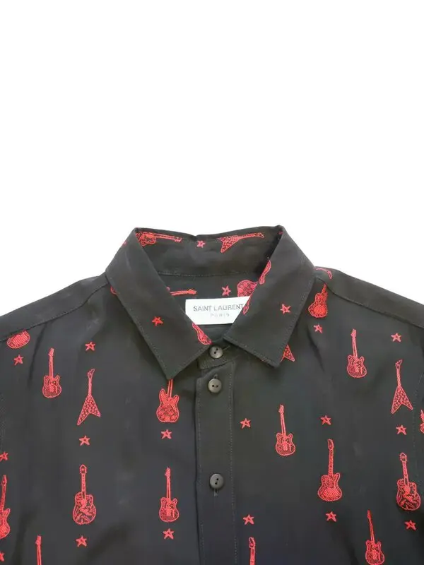 Saint Laurent Guitar Embroidered Woven Shirt