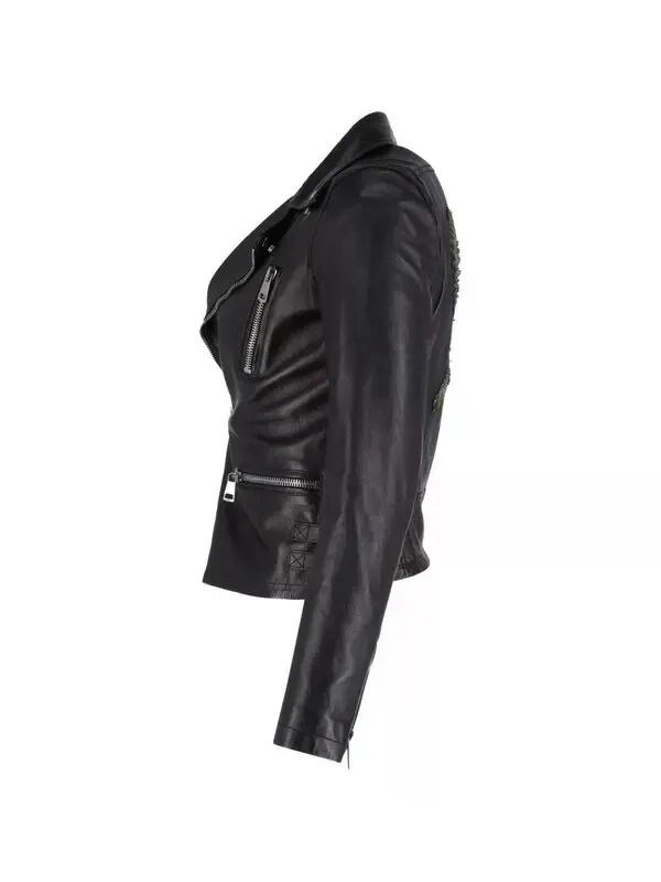 Gucci Embroidered Leather Biker Jacket