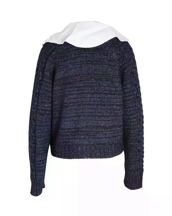 GANNI Cable-knit Poplin-collar Cardigan