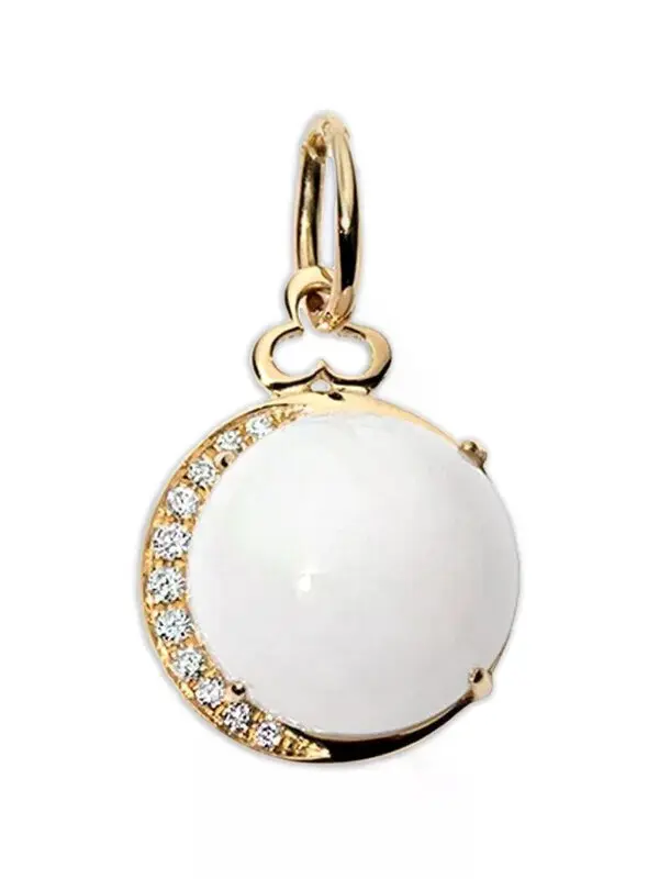 Devon Woodhill Moon Agate And Diamond Pendant - Gold