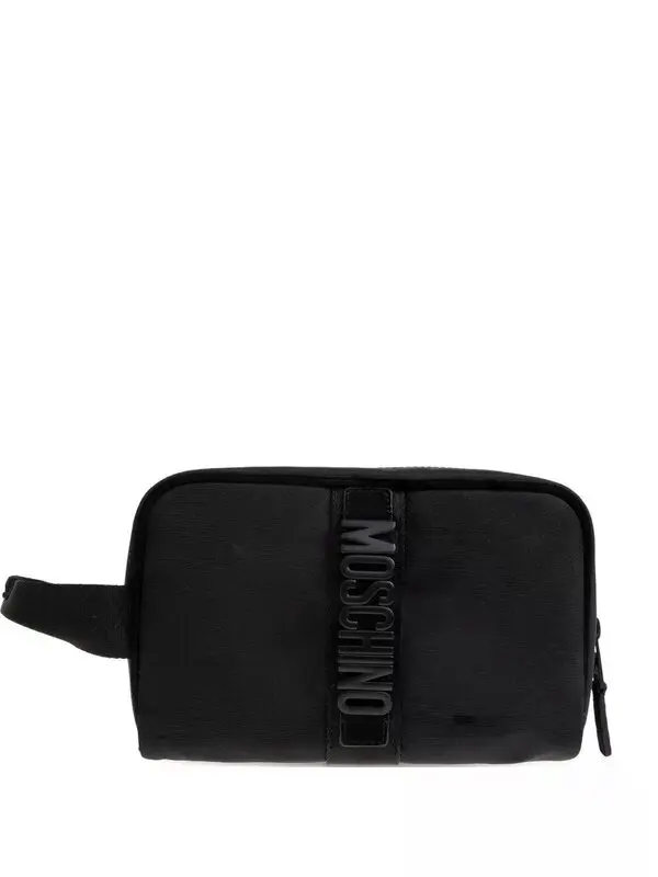 Moschino Logo Zip Clutch - Black