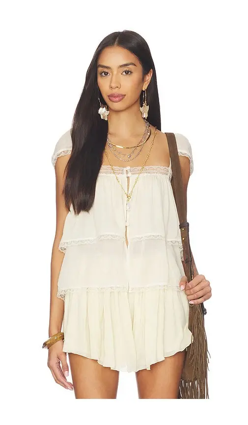 SWF Lace Trim Babydoll Top - Ivory