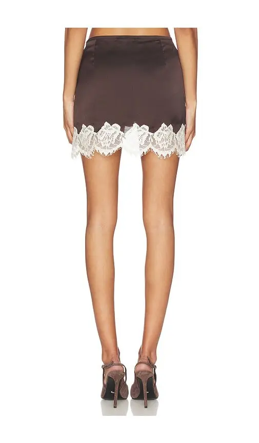 SIEDRES Lace Trimmed Mini Skirt - Chocolate