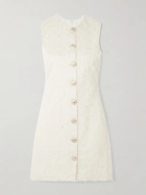 DESTREE Camille Frayed Mini Dress - Neutrals