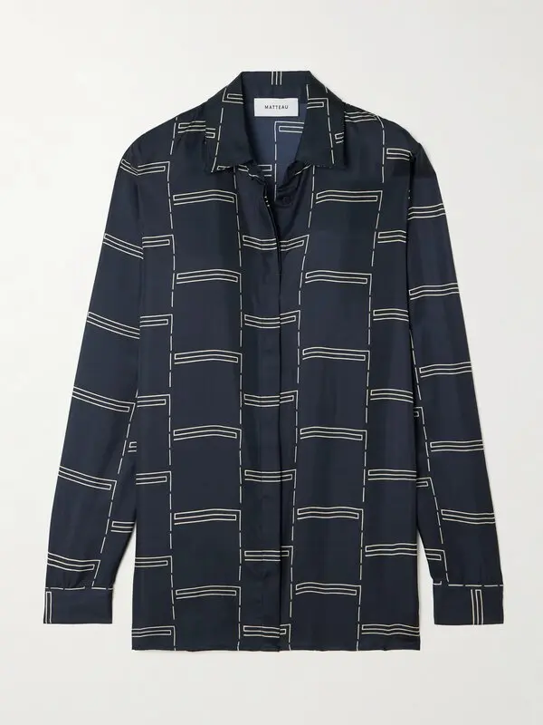 Matteau Printed Silk-twill Shirt