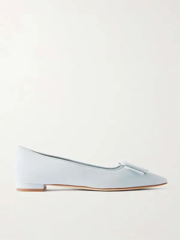 Manolo Blahnik Maysale Buckled Suede Point-toe Flats