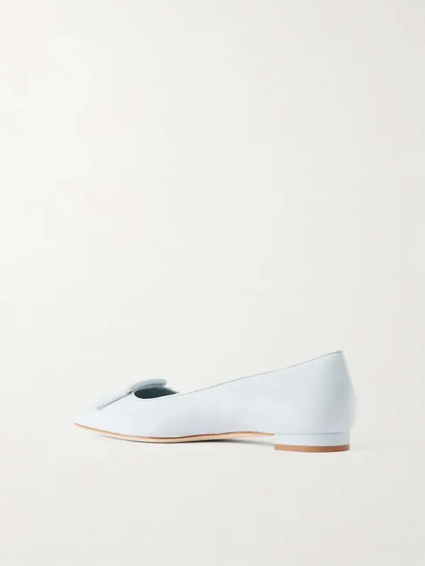 Manolo Blahnik Maysale Buckled Suede Point-toe Flats