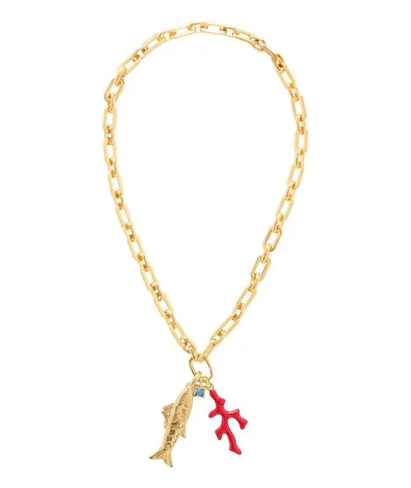 MARTHA CALVO Barrier-plated Enamel And Pearl Necklace - Gold
