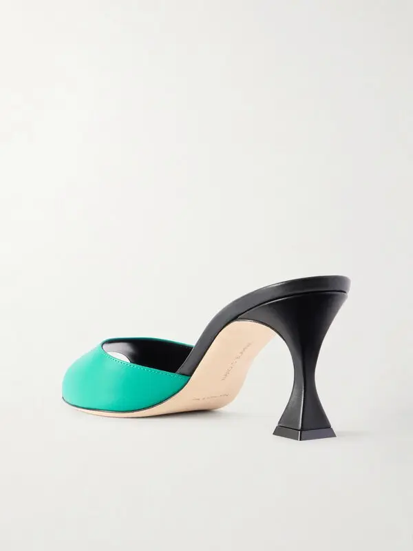 Manolo Blahnik Jadaron 70 Leather Mules - Green