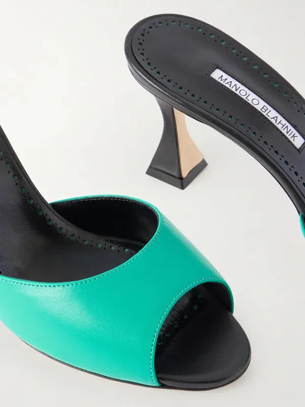 Manolo Blahnik Jadaron 70 Leather Mules - Green