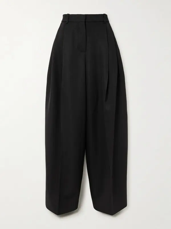 Jacquemus D'homme Pleated Wool Wide-leg Pants - Black