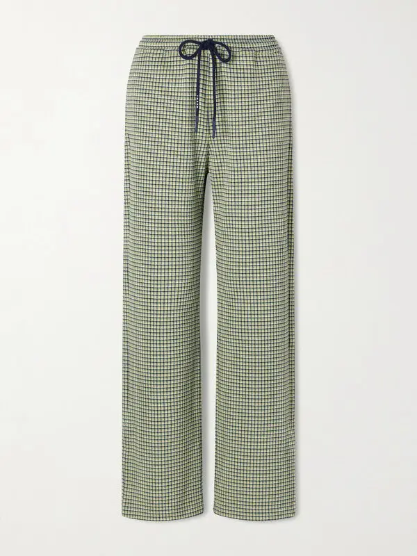 Marni Checked Jersey Wide-leg Pants - Green