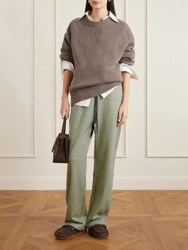 Marni Checked Jersey Wide-leg Pants - Green