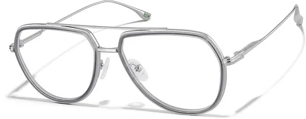 Zenni Aviator Eyeglasses Recycled Metal + Bio-base Full Rim Frame - Gray And Silver