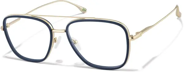 Zenni Recycled Metal And Bio-base Aviator Glasses - Navy And Gold