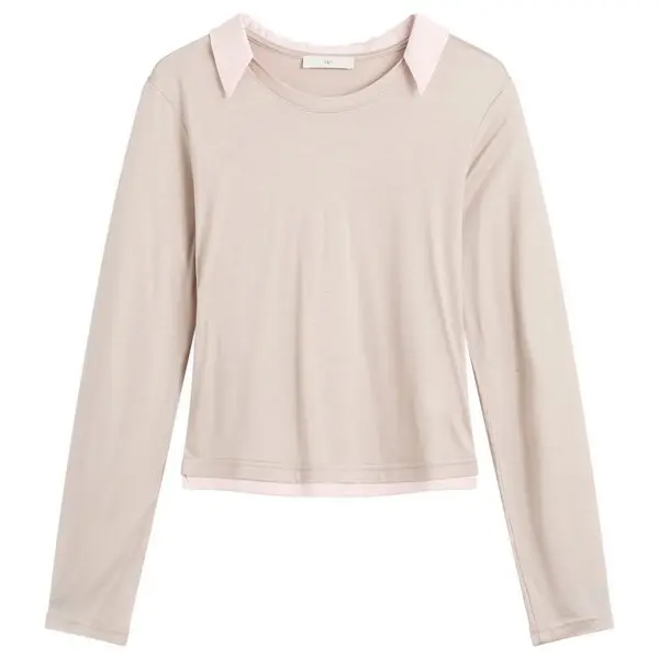 KIJUN Collared Long Sleeve Jersey Top