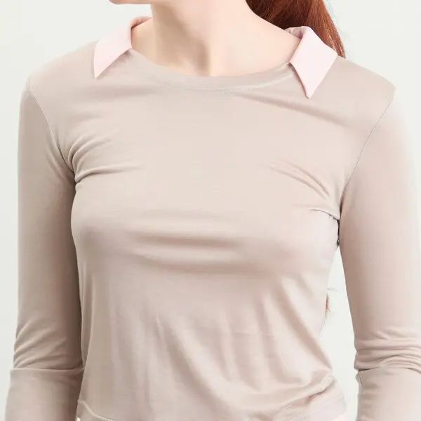 KIJUN Collared Long Sleeve Jersey Top