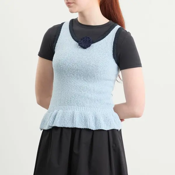 KIJUN Corsage Ruffle Knit Vest
