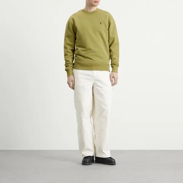 Ami Contrasted De Coeur Sweatshirt - Matcha