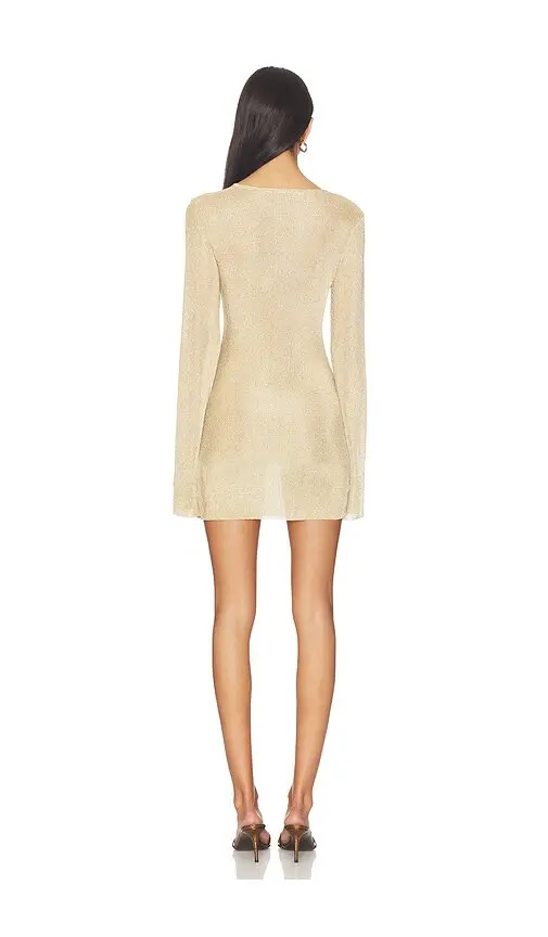 SEROYA Emeri Metallic Knit Mini Dress - Gold