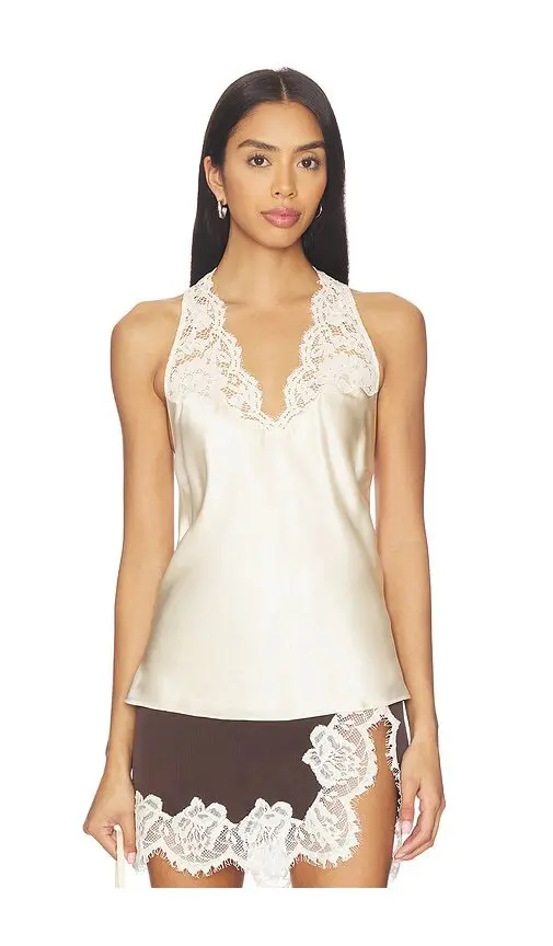 Cami Nyc Halter Neck Silk Camisole With Lace Trim