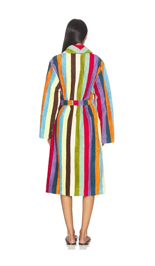 DUSEN DUSEN Stripe Bathrobe In Green,orange