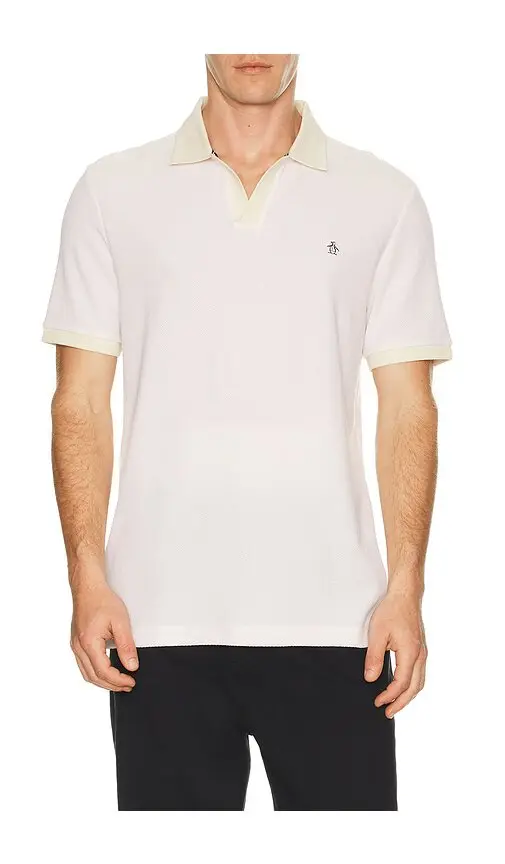 ORIGINAL PENGUIN Jacquard Honeycomb Polo In Cream