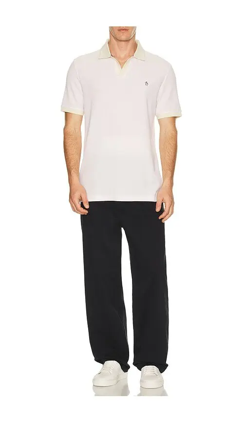 ORIGINAL PENGUIN Jacquard Honeycomb Polo In Cream