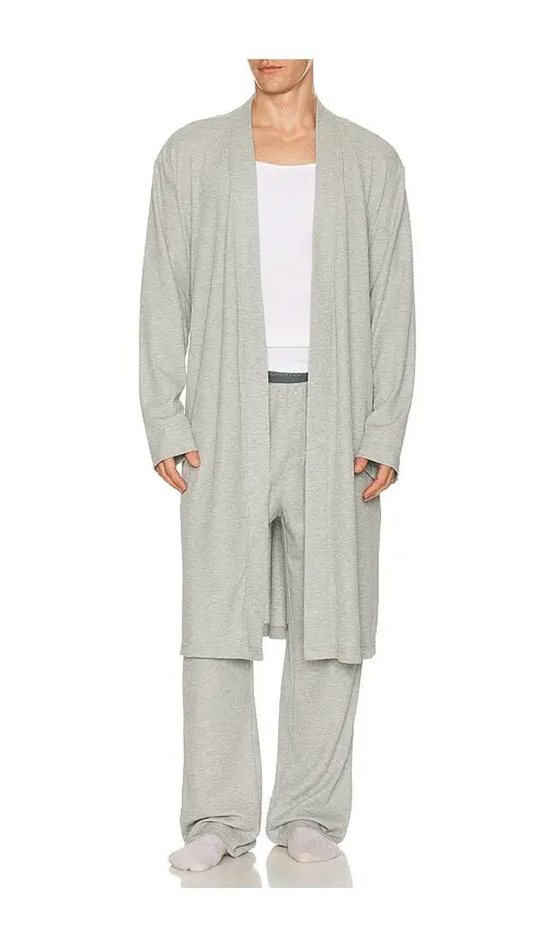 Tommy John Waffle Robe In Grey - Grey Heather