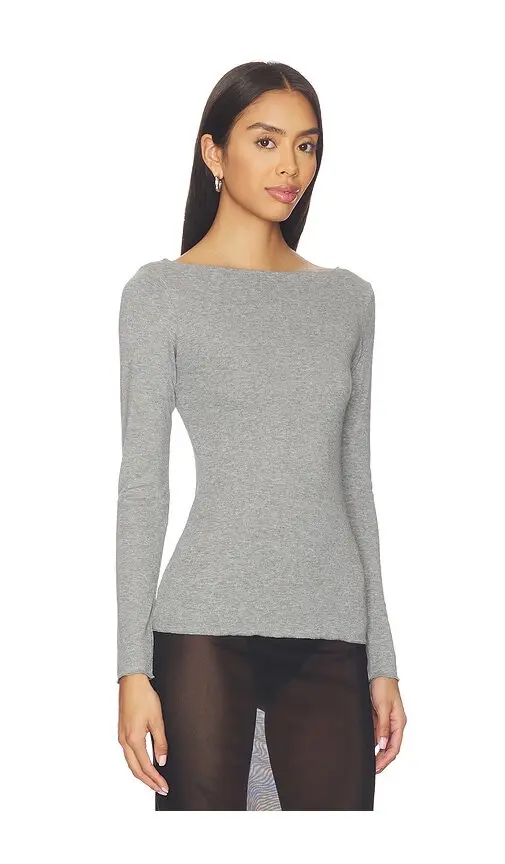 AYA MUSE Long Sleeve Boatneck Tee - Gray