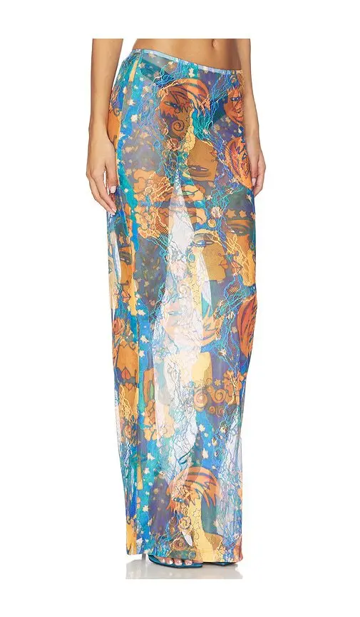 DONDE ESTEBAN El Beso Mesh Lace Skirt - Multi