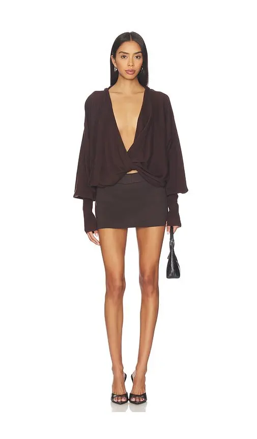 1XBLUE Twist Hoodie With Plunge Neckline