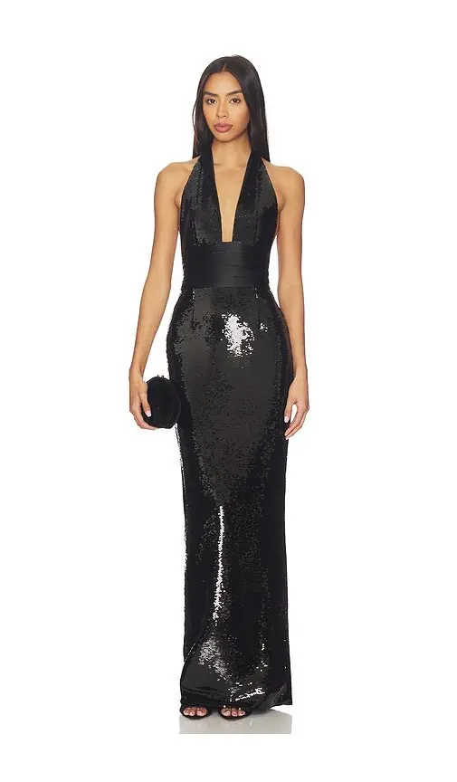 Retrofete Kelsie Sequin Halterneck Maxi Dress