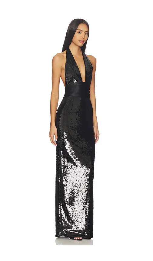 Retrofete Kelsie Sequin Halterneck Maxi Dress