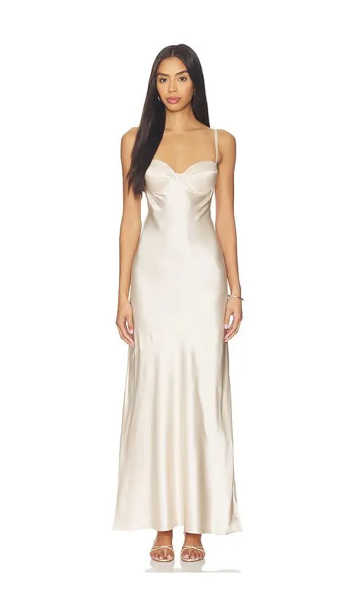 L'Agence Sayla Bias Cut Maxi Dress - Champagne