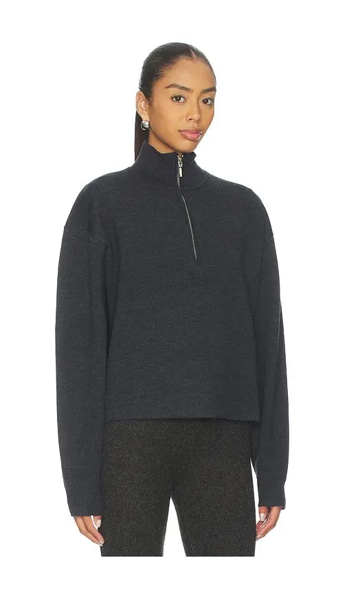 EAVES Brecken Double Faced Half Zip Sweater