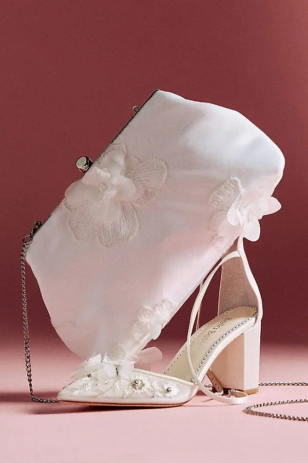 BELLA BELLE Eliza Butterfly Block Heels - Ivory