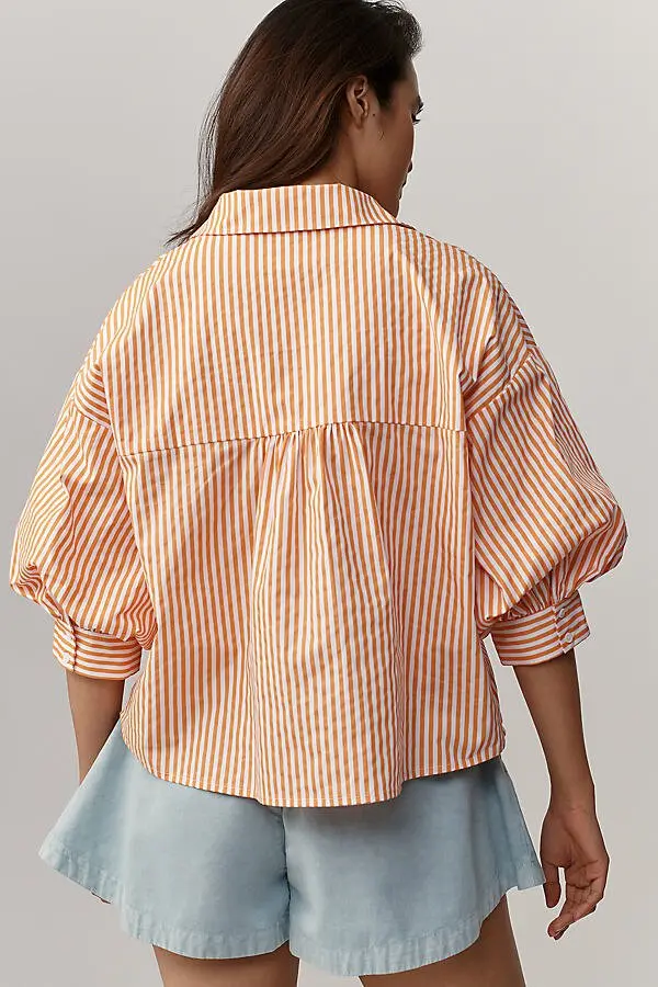 English Factory Striped Buttondown Shirt - Orange Stripe