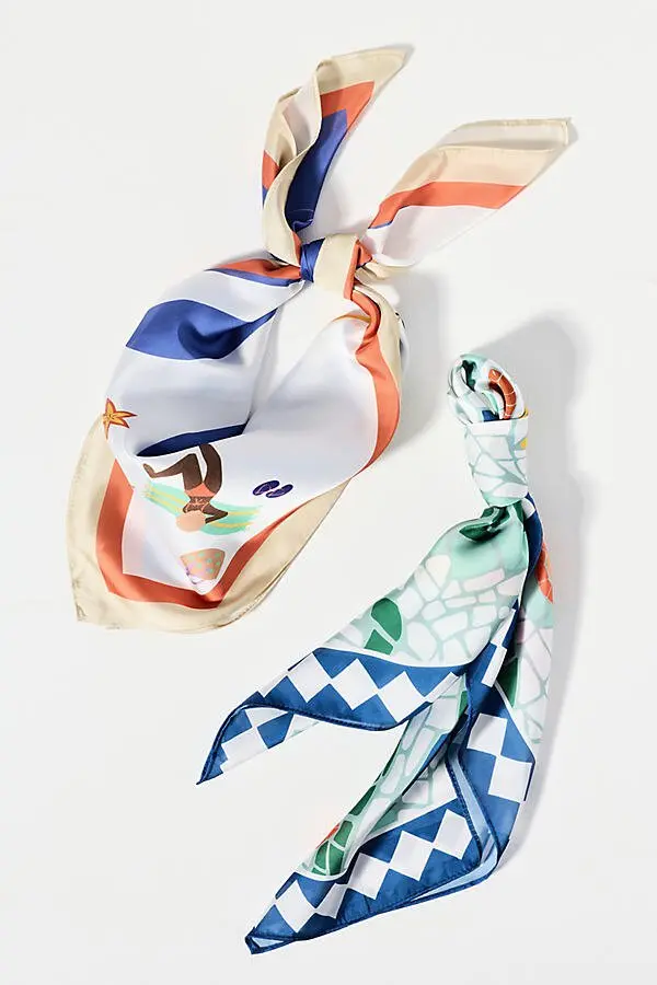 Anthropologie Celande Prted Hair Scarf - Mosaic/beach