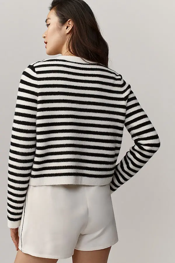 NVLT Striped Heart Knit Jacket - Black Stripe