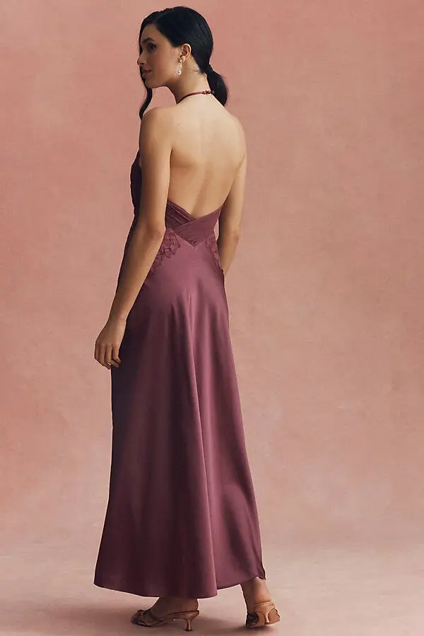 Bhldn Ella Lace Appliqu Maxi Dress - Soft Rose Taupe | Editorialist
