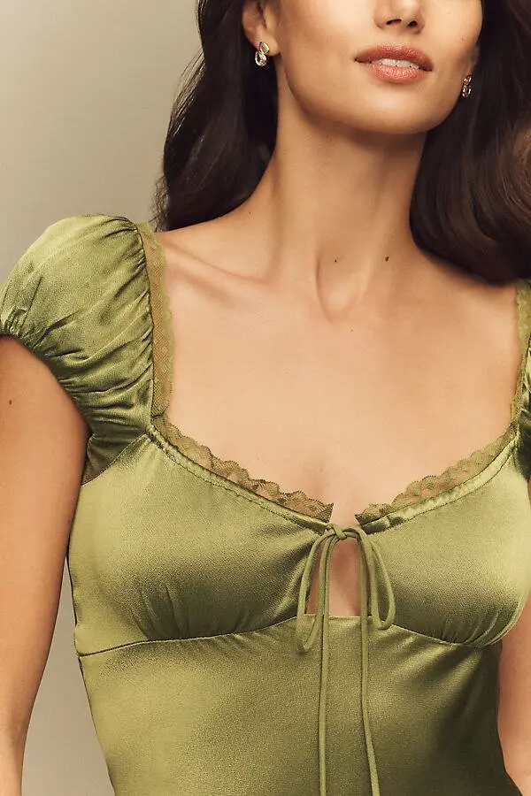 Bardot Stasia Satin Maxi Dress - Green | Editorialist