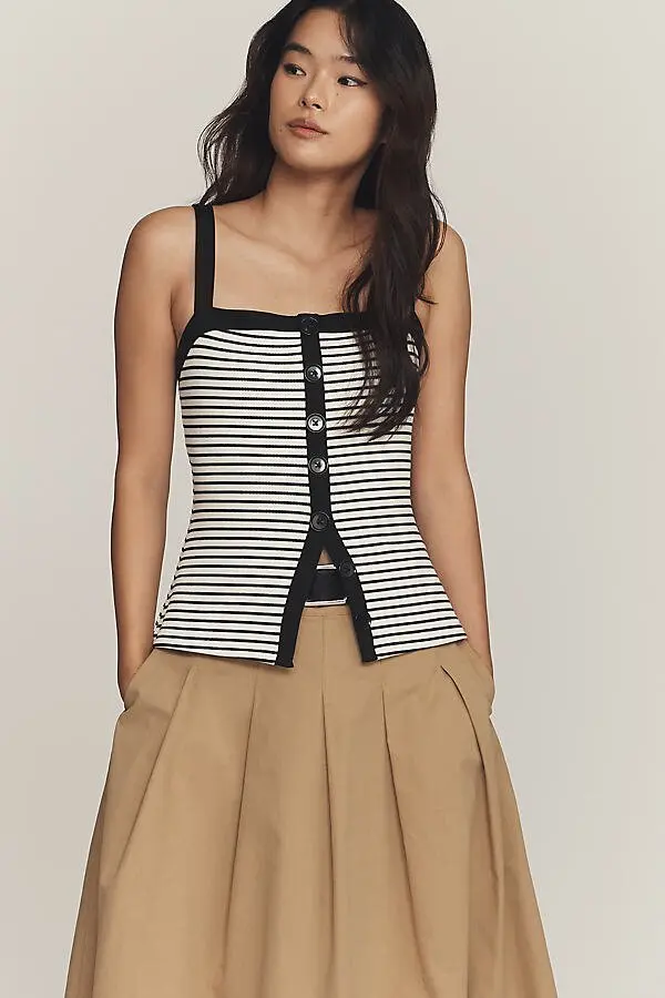 Maeve Square-neck Button-front Tank Top