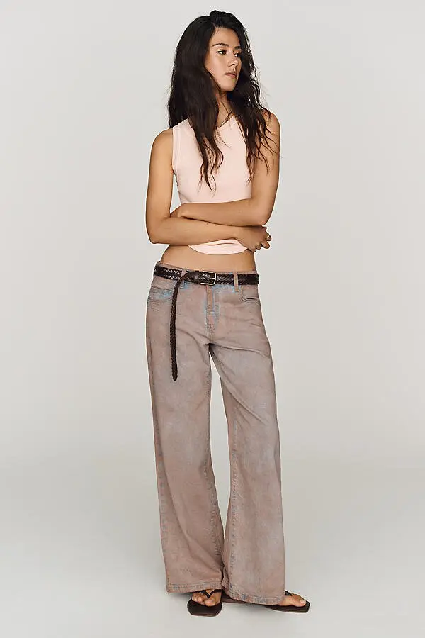 PILCRO Esme Low-rise Wide-leg Jeans - Pink