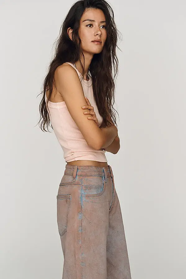 PILCRO Esme Low-rise Wide-leg Jeans - Pink