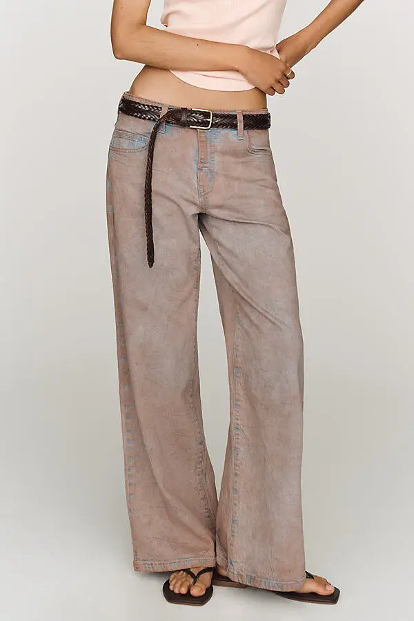 PILCRO Esme Low-rise Wide-leg Jeans - Pink