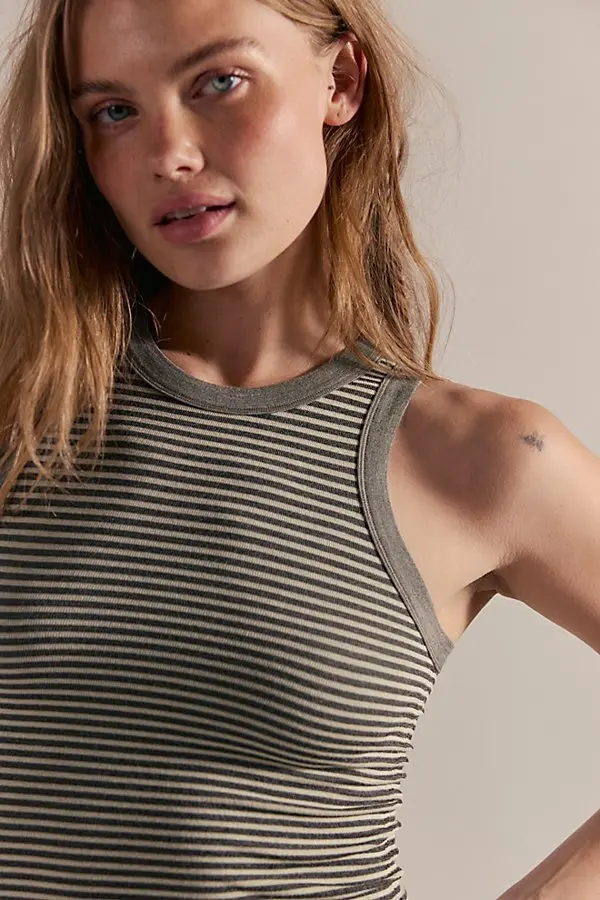 Free People So Soft Seamless Stripe Tank - Black/white Combo