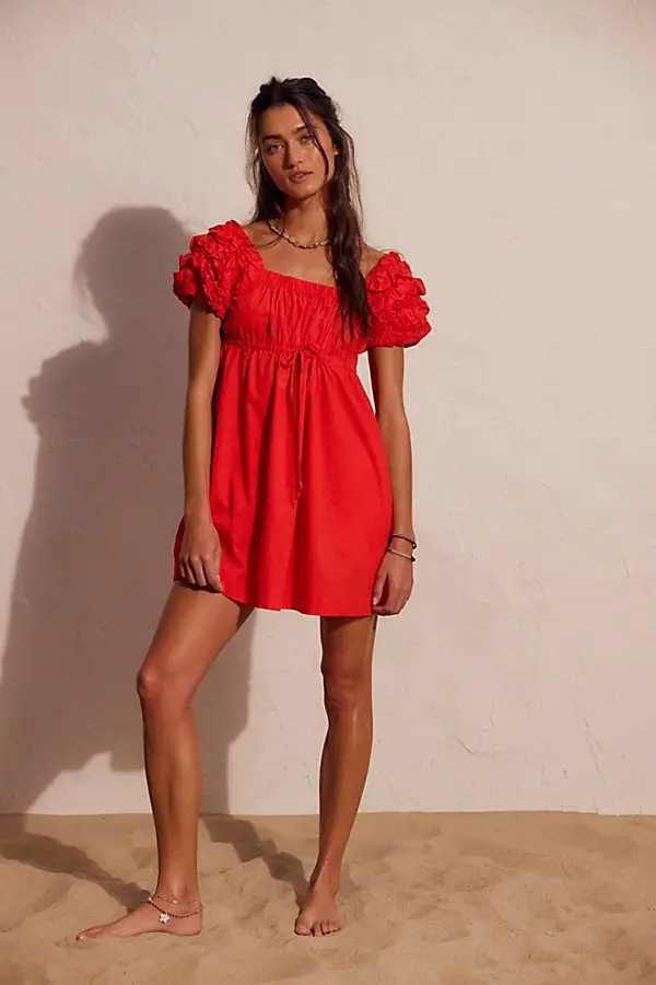 Free People Flaunt It Mini Dress - Cherry Tomato