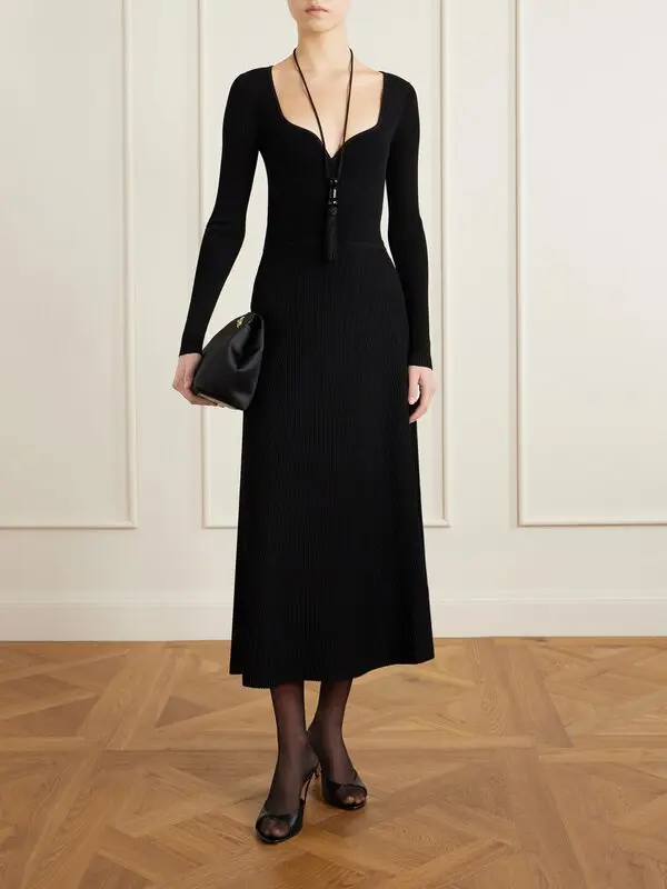 Maria Mcmanus Ribbed Stretch-jersey Bustier Maxi Dress